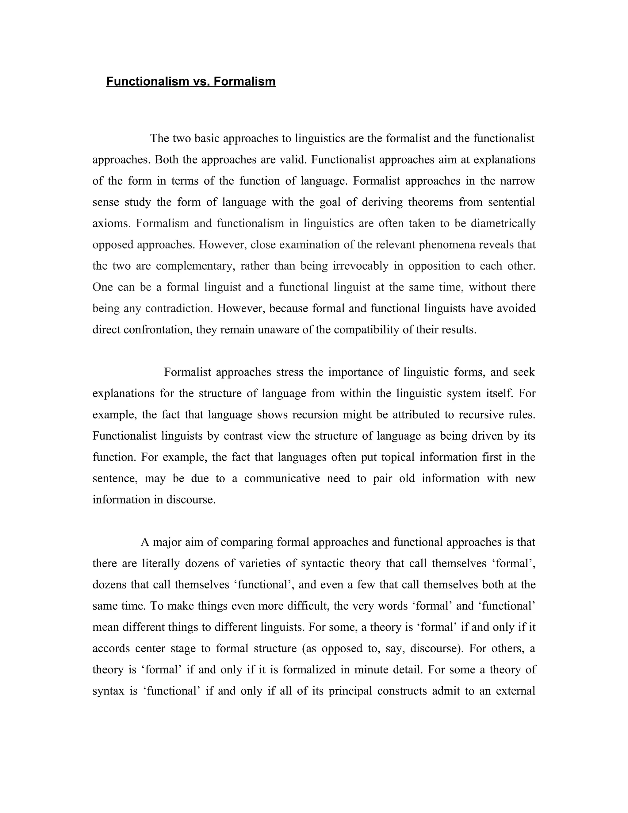 Functionalism vs formalism tasawar | PDF