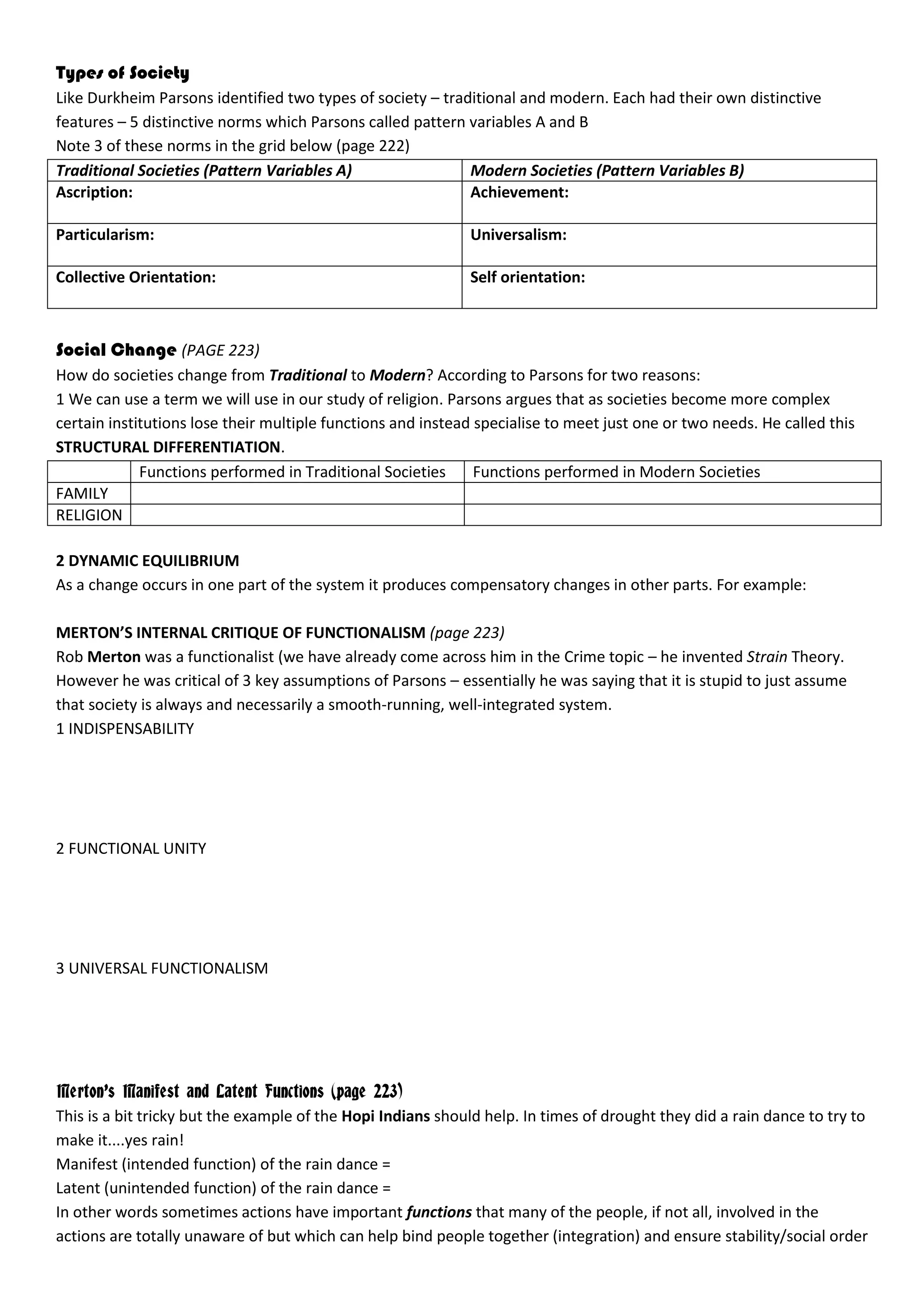 Functionalism work sheet | DOCX
