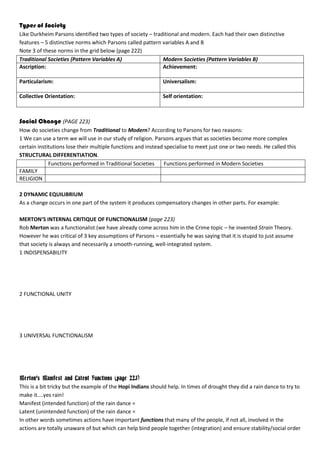 Functionalism work sheet | DOCX