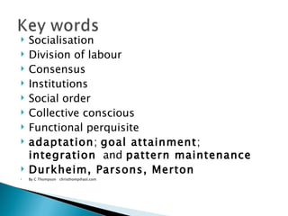 Functionalist Social Theory | PPT