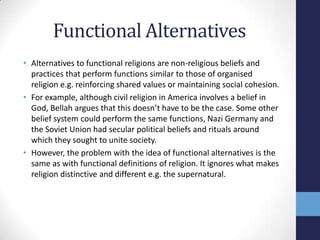 Functionalist theories of religion | PPTX