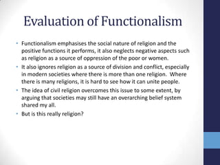 Functionalist theories of religion | PPTX