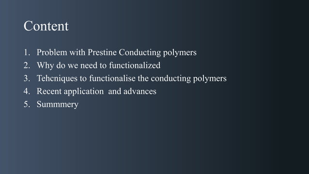 Functionalized Conducting polymers.pptx | Chemistry | Science
