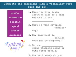 Functional Language for shopping at a restaurant | PPTX