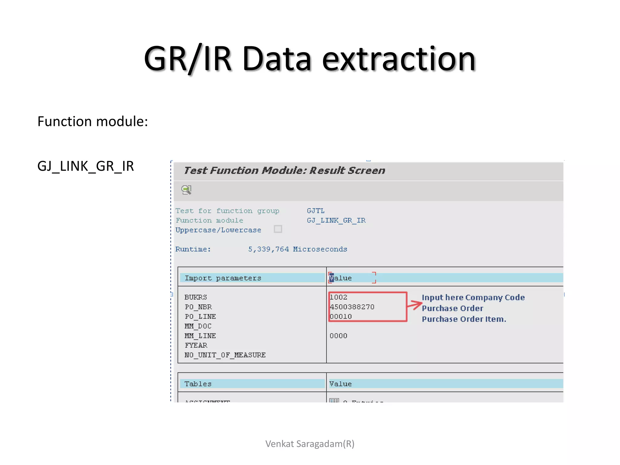 SAP :Extract GR IR data for Purchase orders from funtion module SAP | PPTX