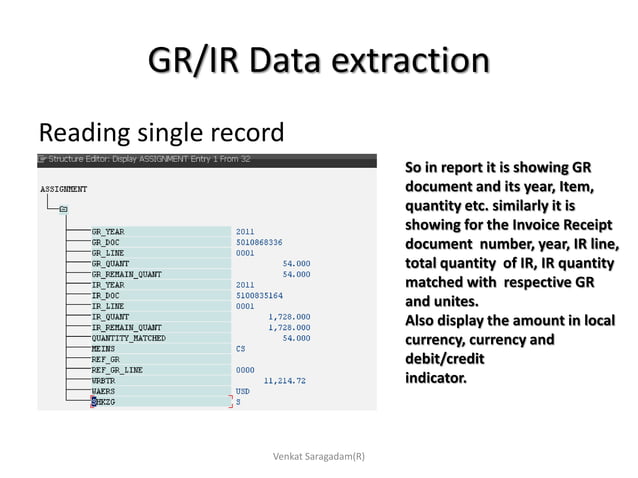 SAP :Extract GR IR data for Purchase orders from funtion module SAP | PPT