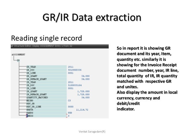 SAP :Extract GR IR data for Purchase orders from funtion module SAP
