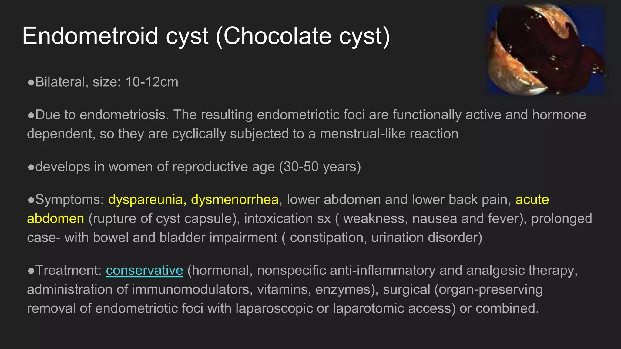 Functional ovarian cyst and its differential diagnosis | PPTX