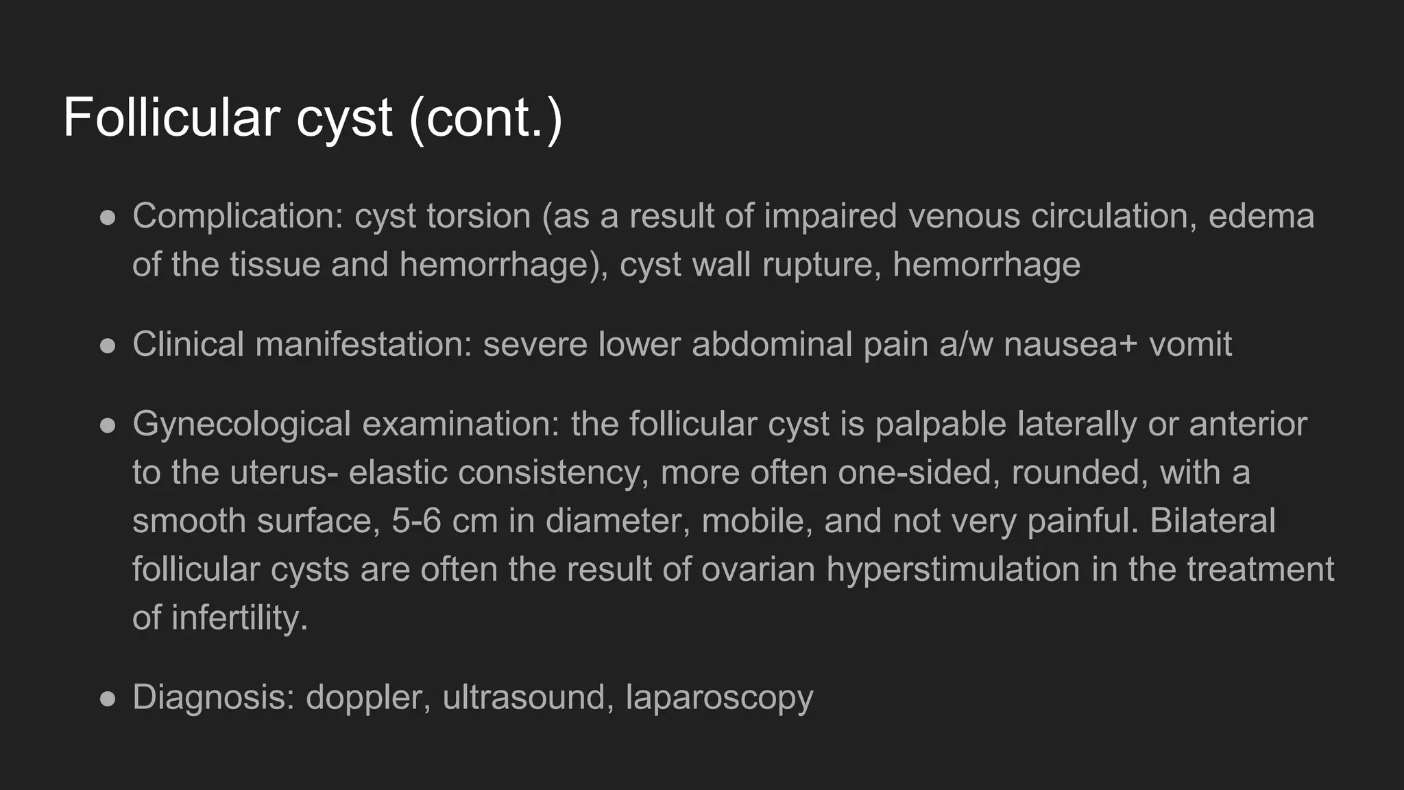 Functional ovarian cyst and its differential diagnosis | PPTX