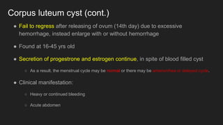 Functional ovarian cyst and its differential diagnosis | PPTX