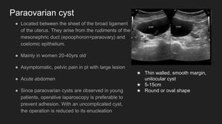 Functional ovarian cyst and its differential diagnosis | PPTX