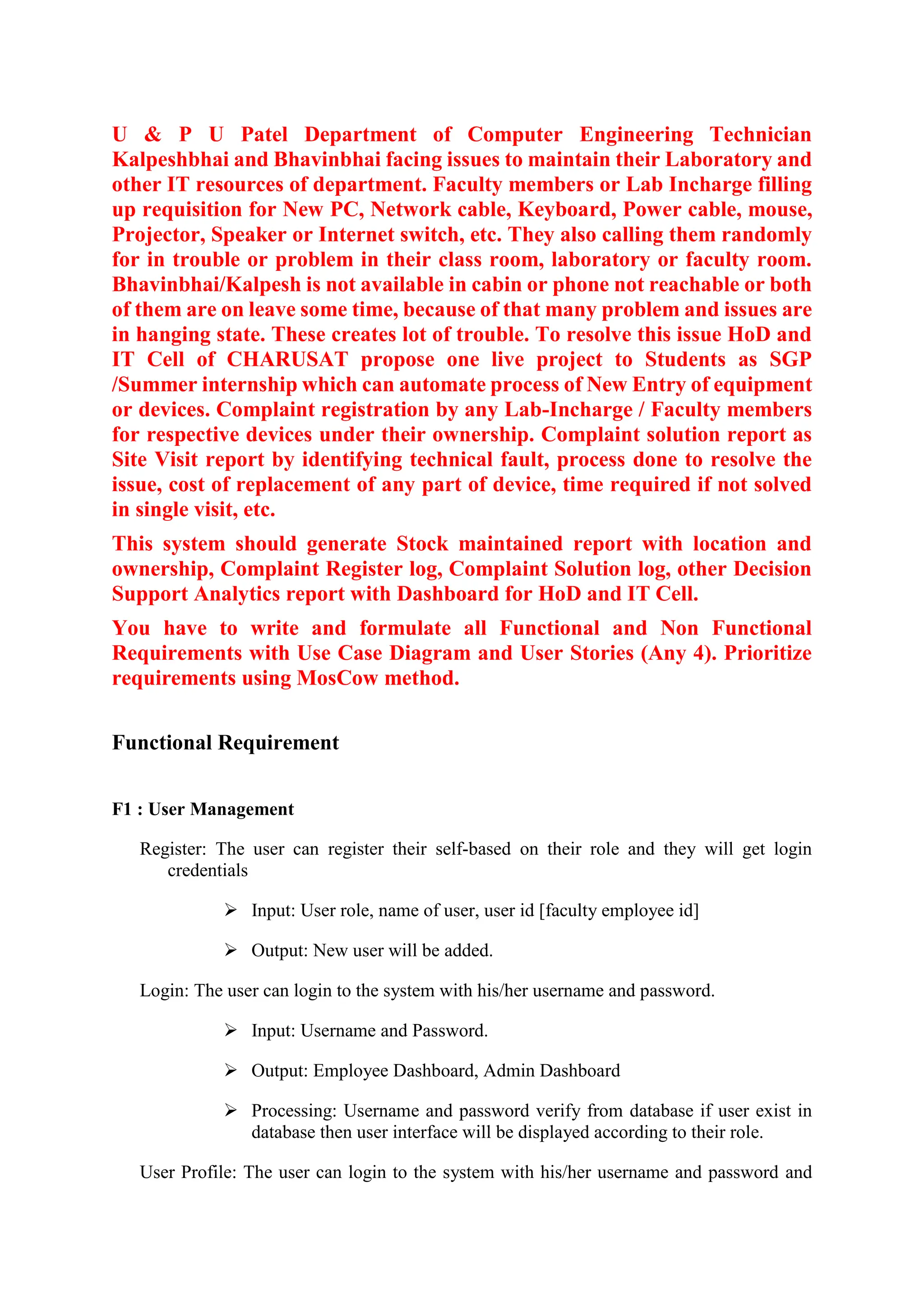 FUNCTIONAL AND NON FUNCTIONAL REQUIREMENT | PDF