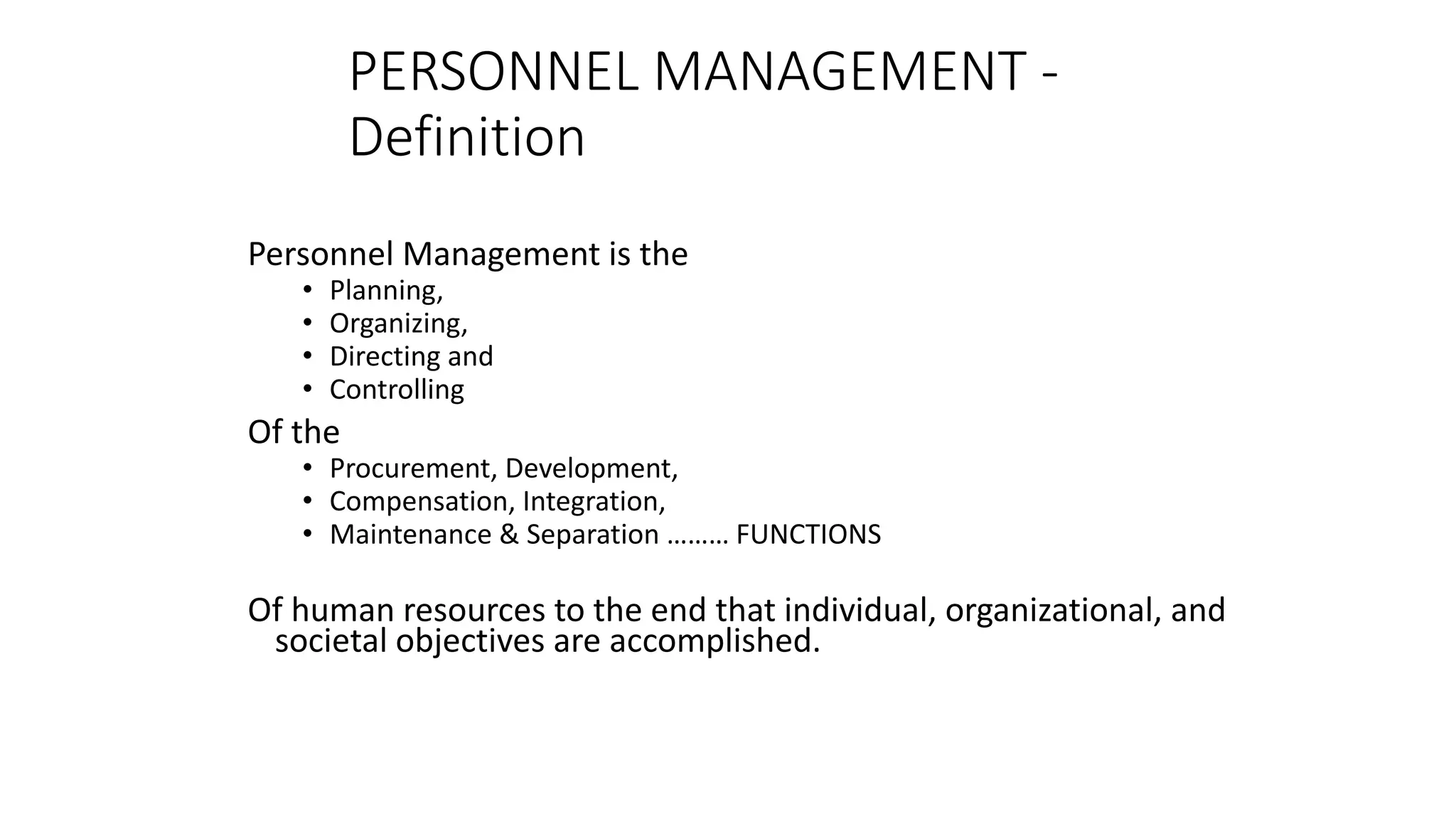 Functional role of personnel management | PPTX