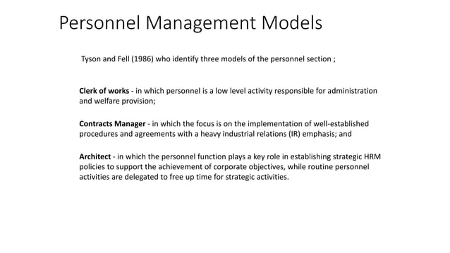 Functional role of personnel management | PPTX