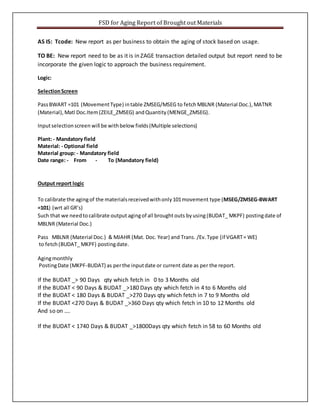 Functional specification doc stock aging report based on consumption | DOC