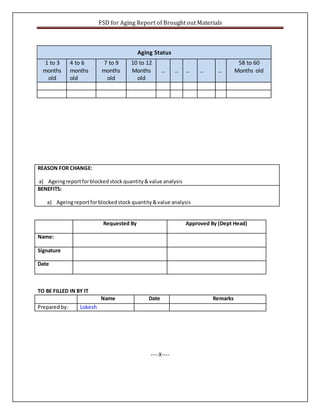 Functional specification doc stock aging report based on consumption | PDF