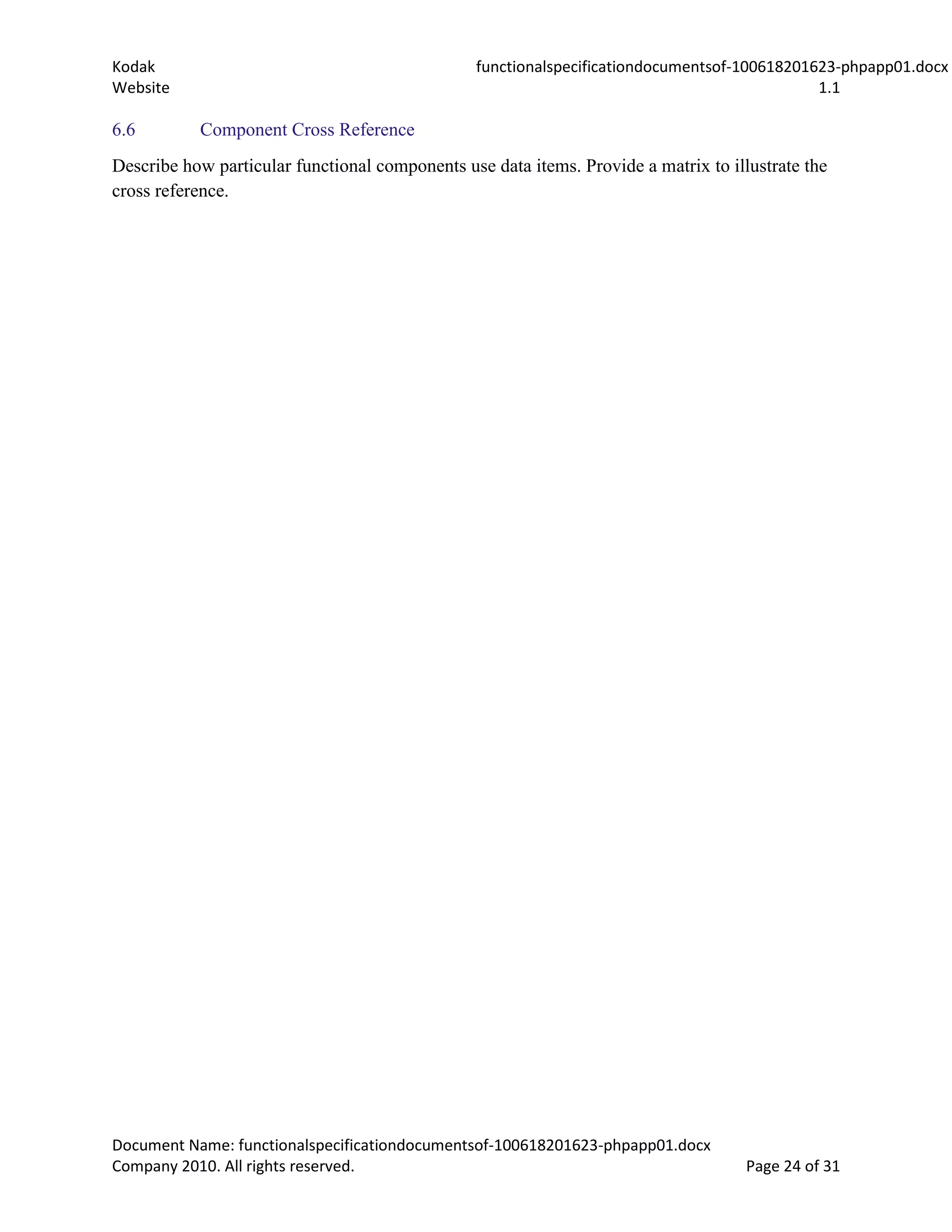 Functional specification documents of | DOCX