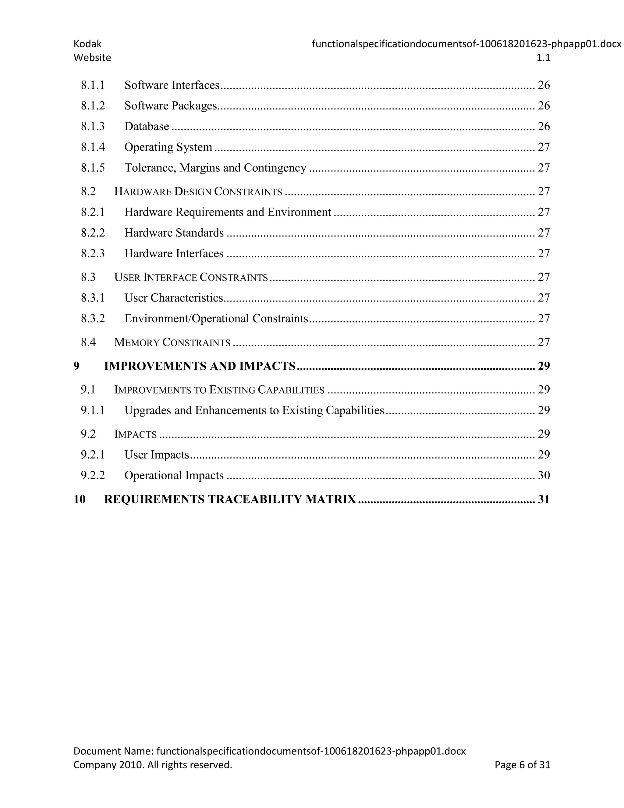 Functional specification documents of | DOCX