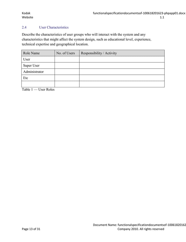 Functional specification documents of | DOCX | Operating Systems ...