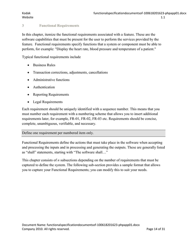 Functional specification documents of | DOCX | Operating Systems ...