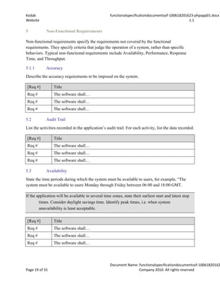 Functional specification documents of | DOCX