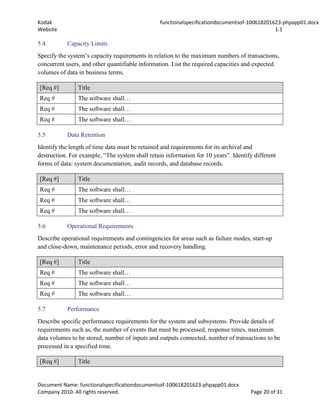 Functional specification documents of | DOCX