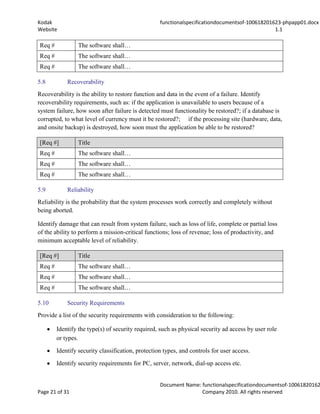 Functional specification documents of | DOCX
