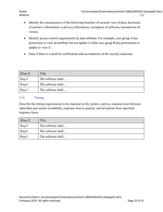 Functional specification documents of | DOCX