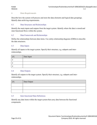 Functional specification documents of | DOCX