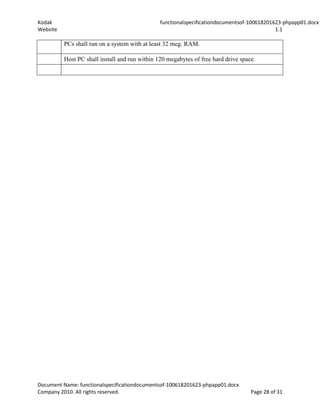 Functional specification documents of | DOCX