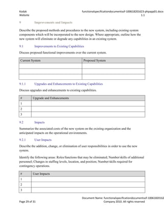 Functional specification documents of | DOCX