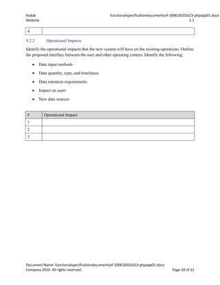 Functional specification documents of | DOCX