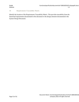 Functional specification documents of | DOCX