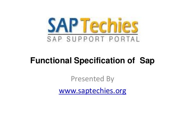 Functional specification of sap Functional specification of sap