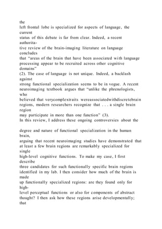 Functional specificity in the human brain A windowinto the | PDF