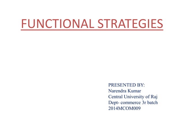 Functional strategies | PPTX | Human Resources | Business