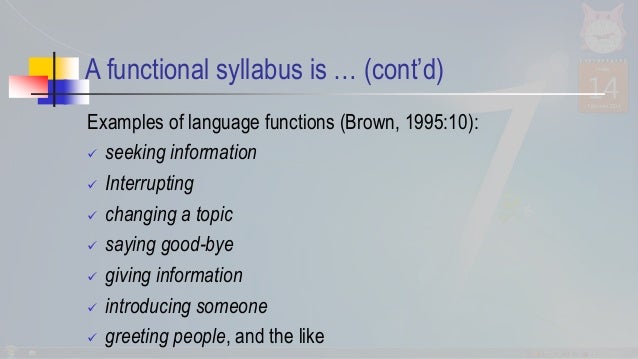 Functional Syllabuses functional-syllabuses