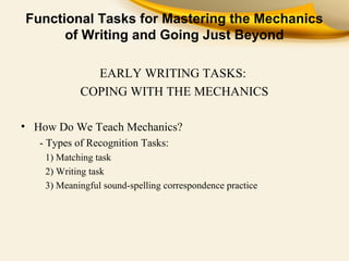 Functional tasks for mastering the mechanics of writing and going just ...