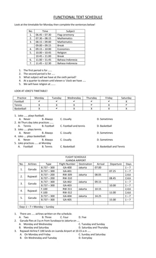 Functional text schedule | DOCX