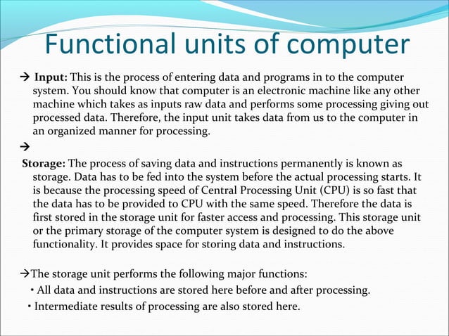 Functional units of computer