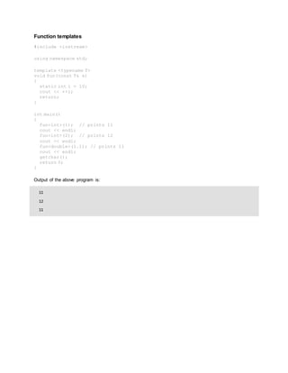 Function and class templates | PDF