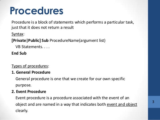 VB Function and procedure VB Function and procedure