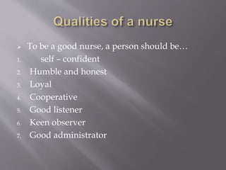 Function and qualities of nurse | PPTX | Eldercare | Family and ...