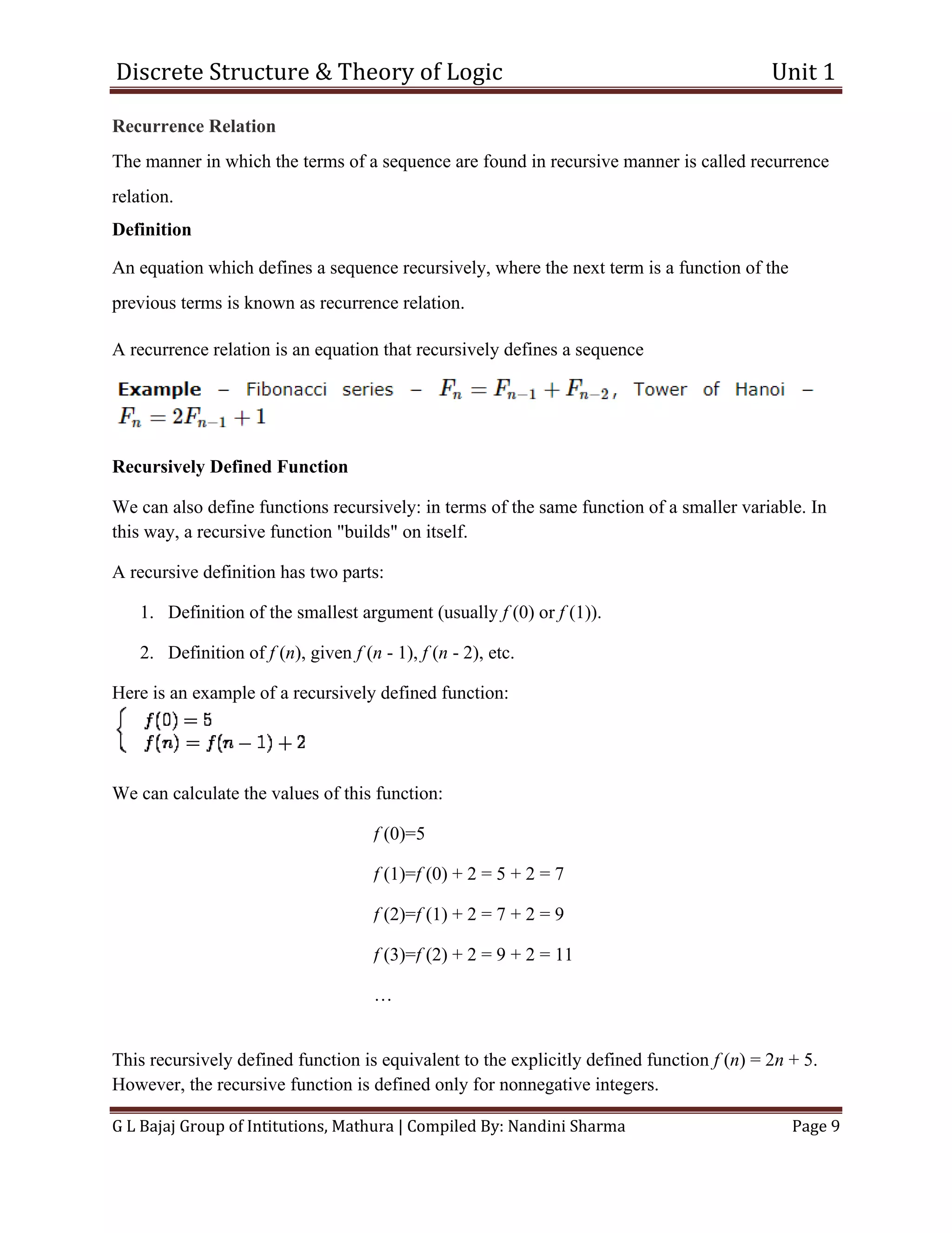 Function and Recursively defined function | PDF