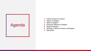 Function App Integration with Dapper ORM.pptx | Cloud Computing | Internet