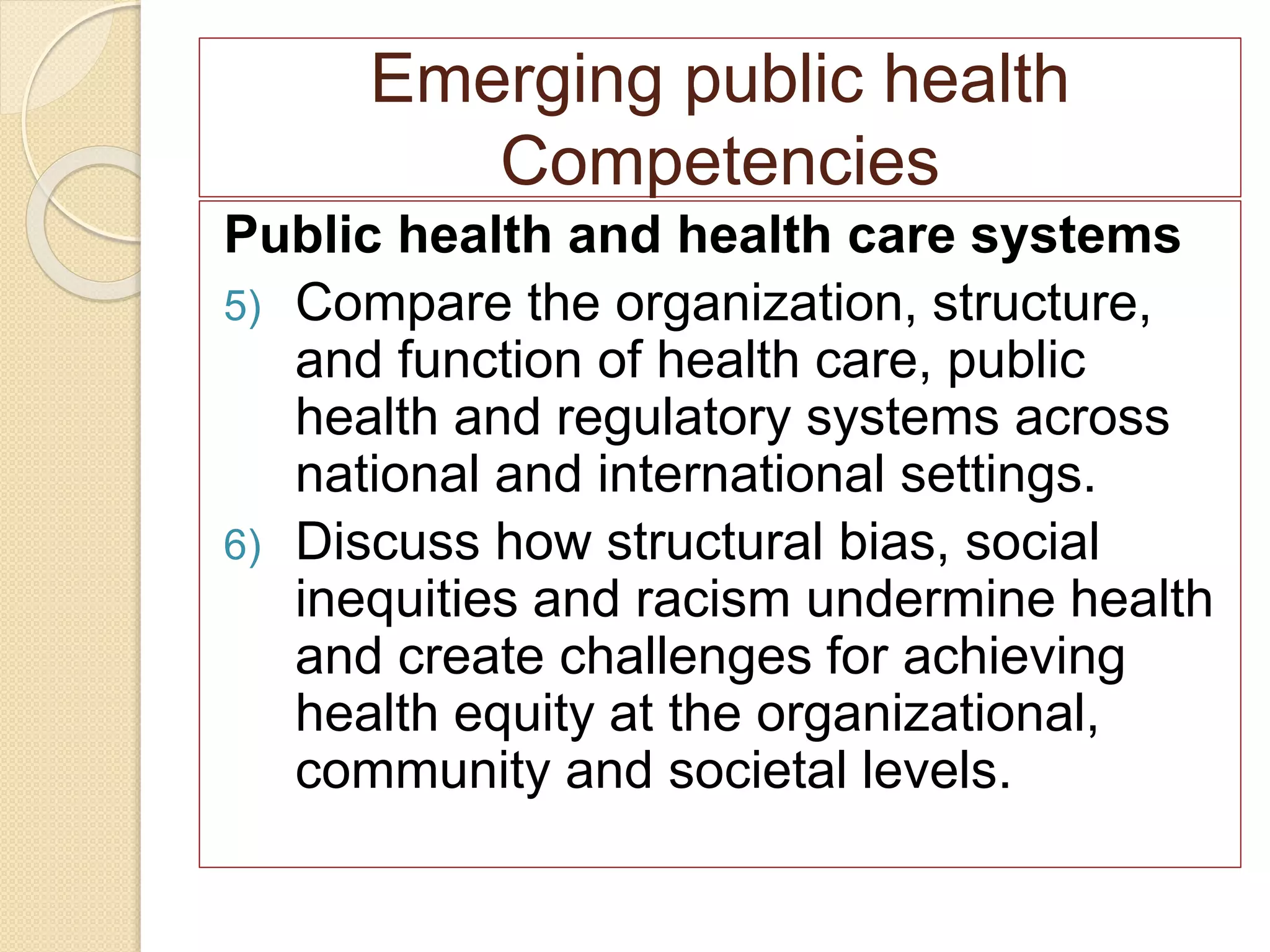 Function , Core competencies and scope of public health | PPTX