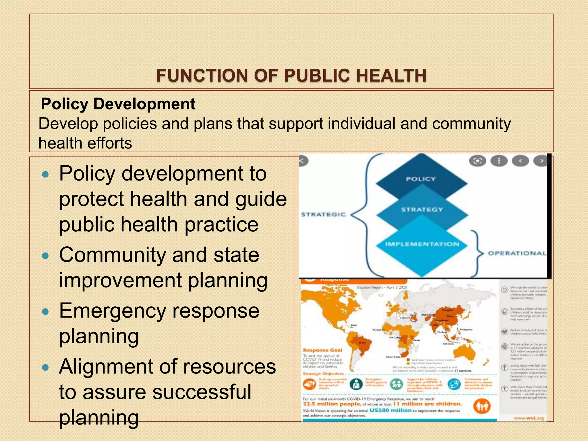 Function , Core competencies and scope of public health | PPTX