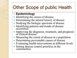 Function , Core competencies and scope of public health | PPTX