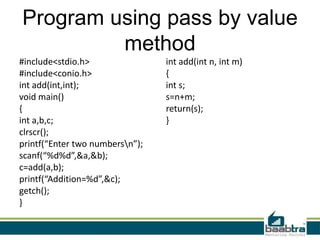 Function creation and function call in c | PPTX
