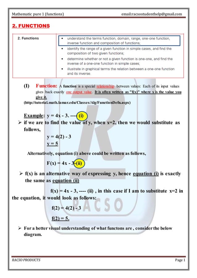 AS LEVEL Function (CIE) EXPLAINED WITH EXAMPLE AND DIAGRAMS | DOCX